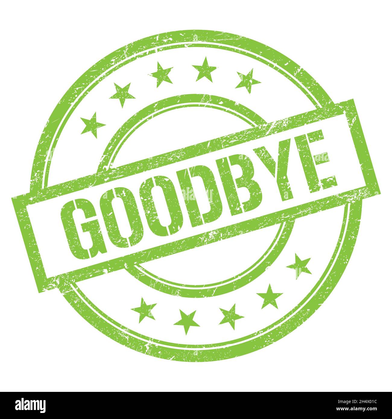 GOODBYE text written on green round vintage rubber stamp Stock Photo ...