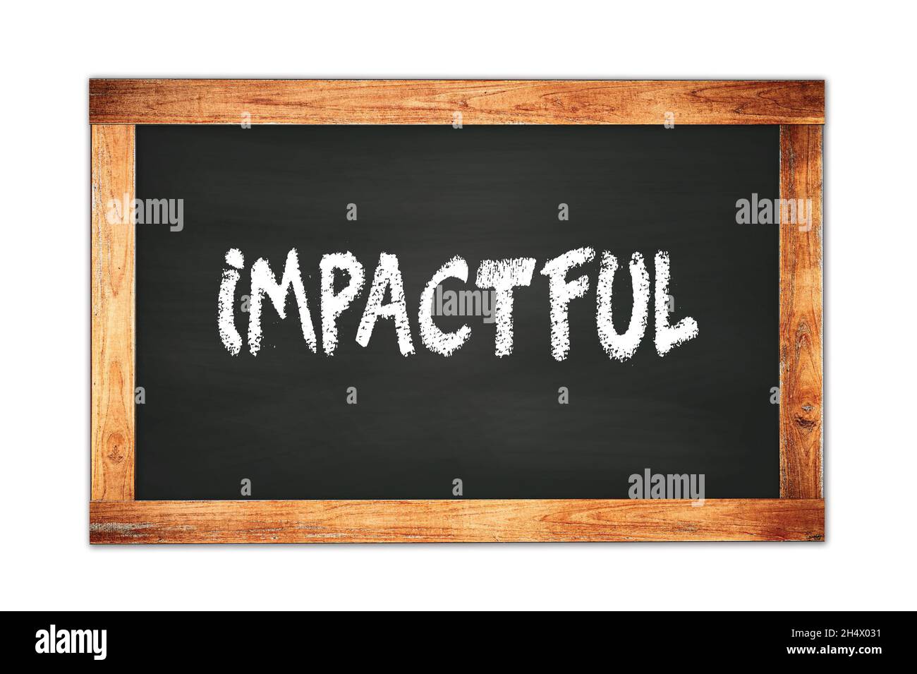 IMPACTFUL text written on black wooden frame school blackboard Stock ...