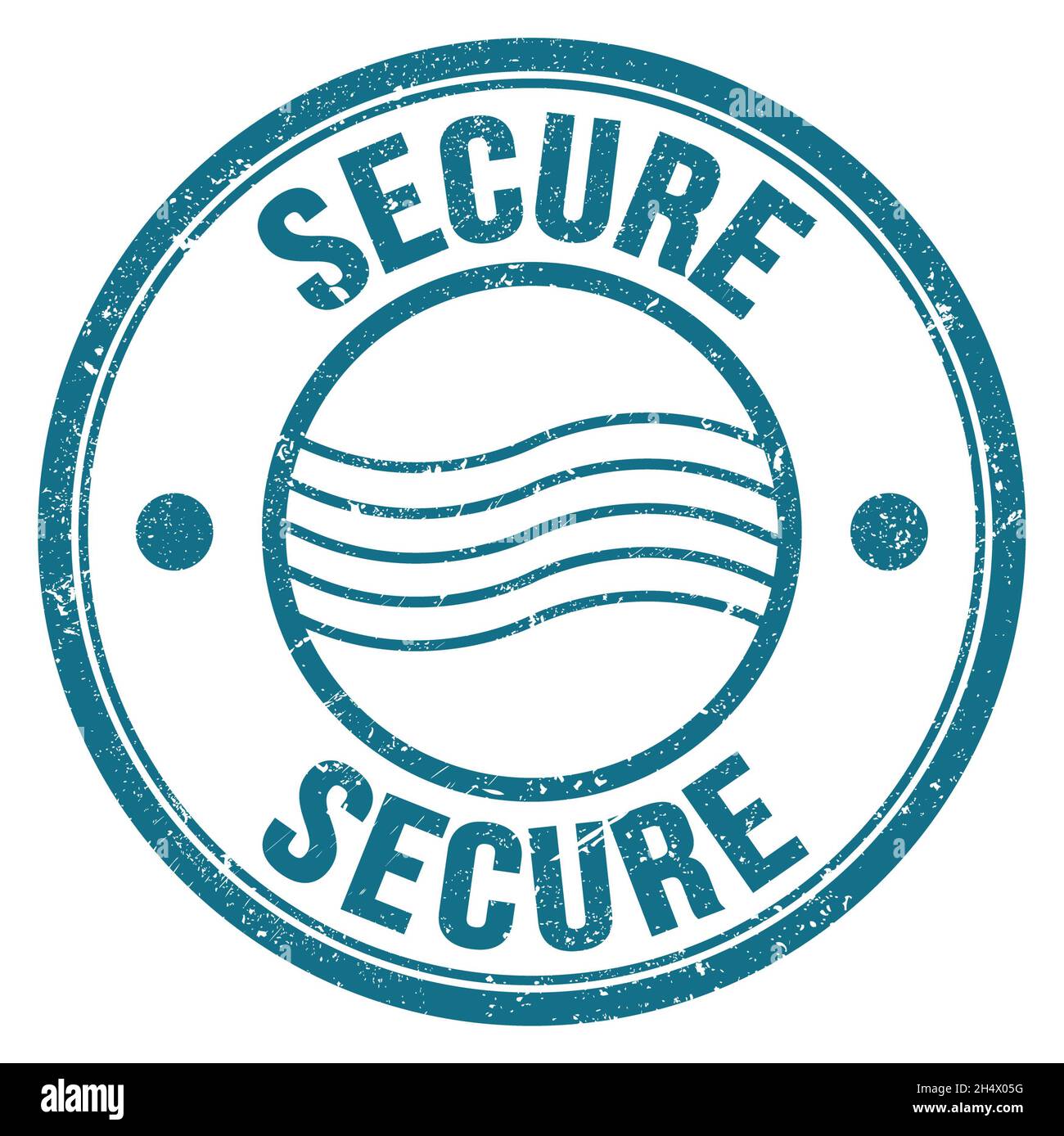 SECURE word written on blue round postal stamp sign Stock Photo - Alamy