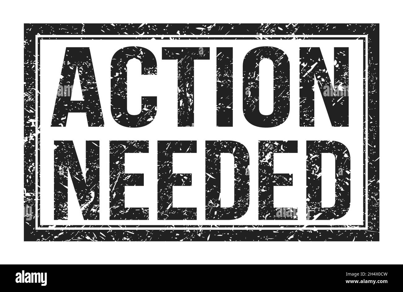 ACTION NEEDED, words written on black rectangle stamp sign Stock Photo ...