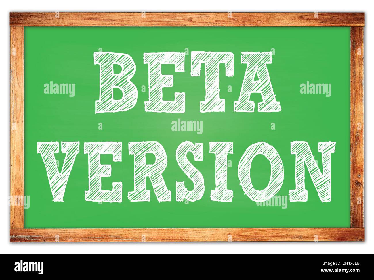 BETA VERSION written on green wooden frame school blackboard Stock ...