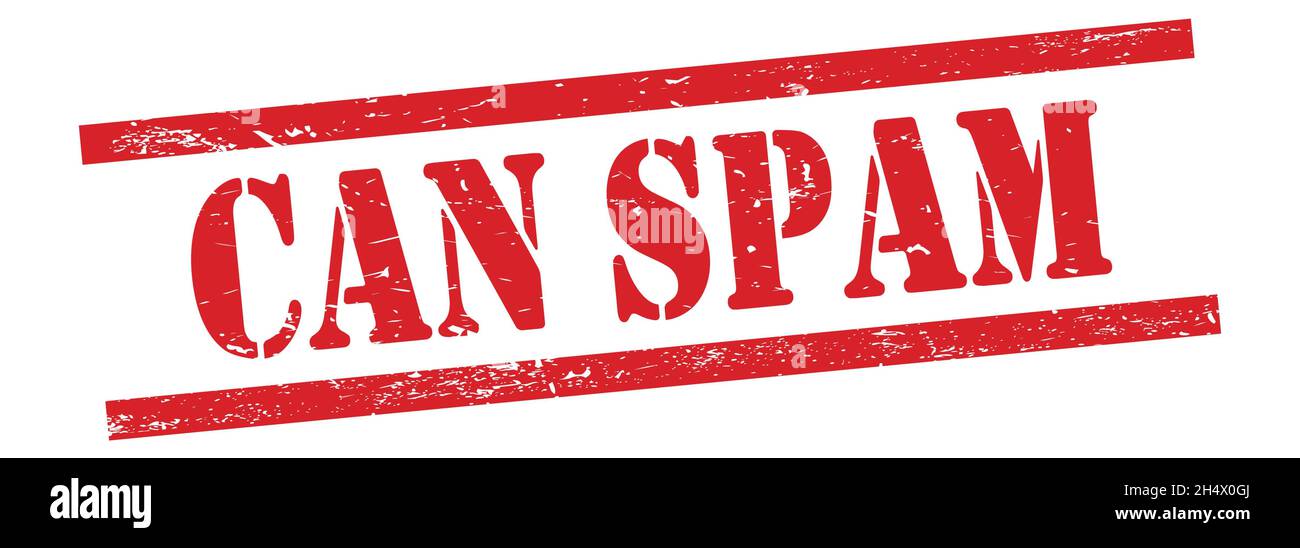 CAN SPAM text on red grungy vintage rubber stamp Stock Photo - Alamy