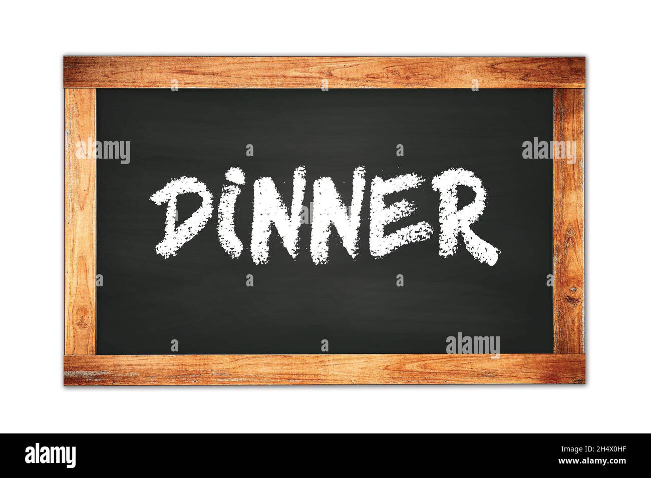 DINNER text written on black wooden frame school blackboard Stock Photo ...