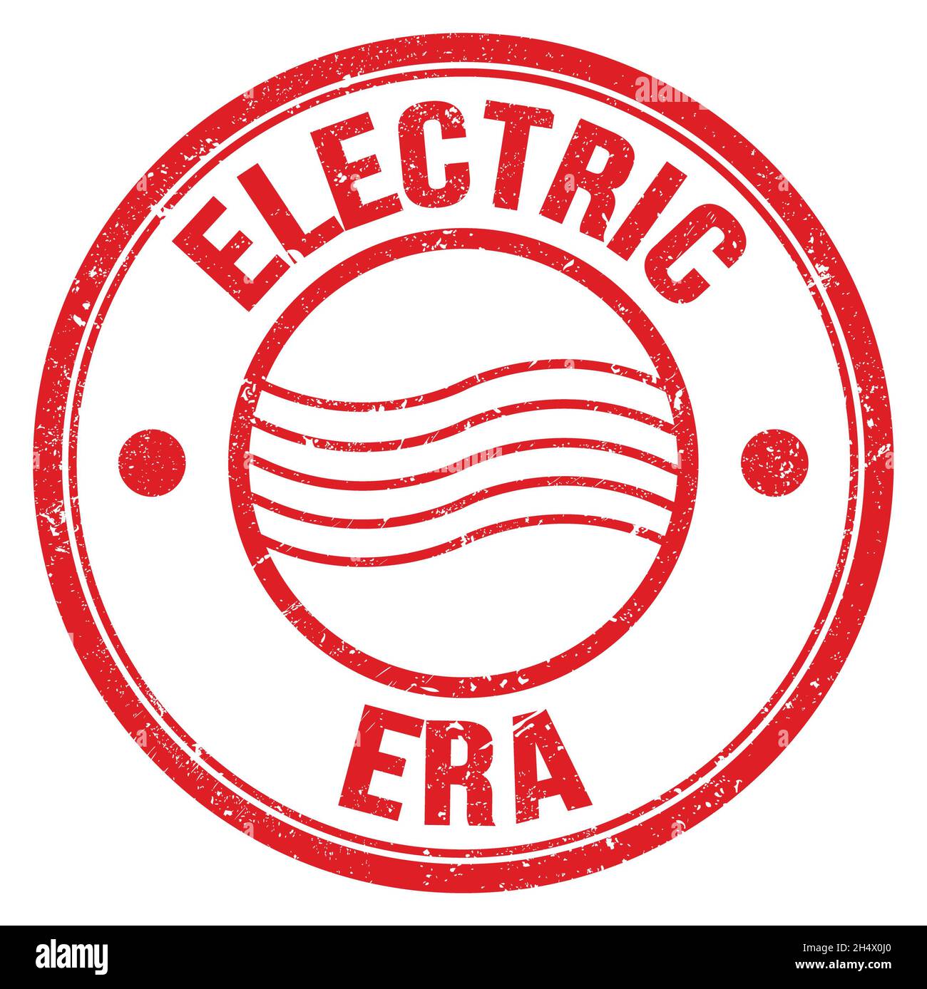 ELECTRIC ERA text written on red round postal stamp sign Stock Photo ...