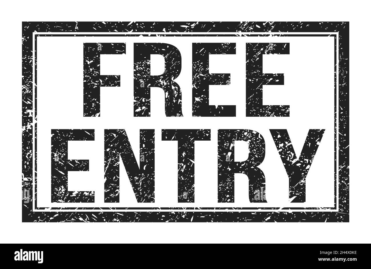 FREE ENTRY, words written on black rectangle stamp sign Stock Photo - Alamy
