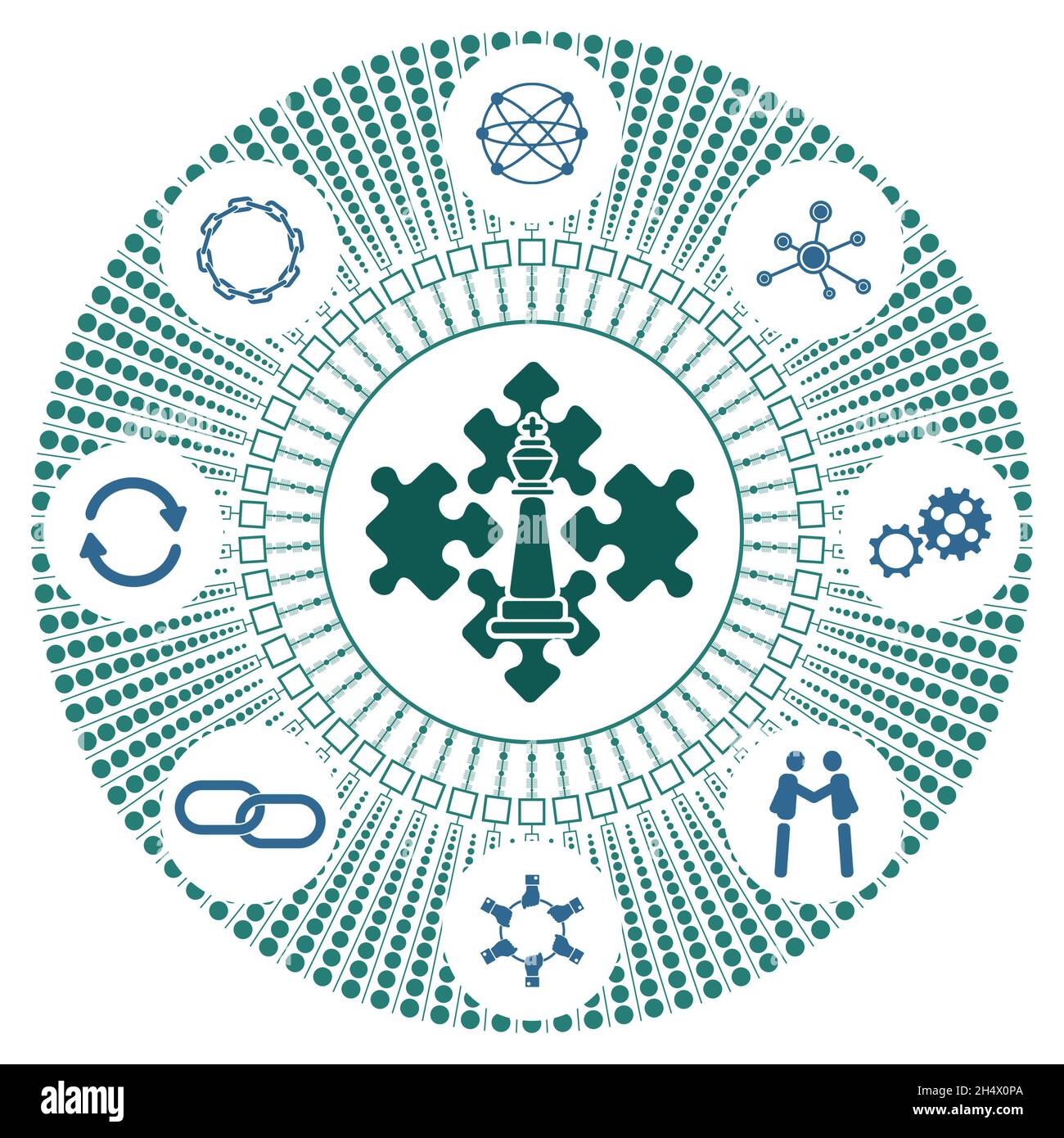 Concept of strategic alliance with connected icons Stock Photo - Alamy