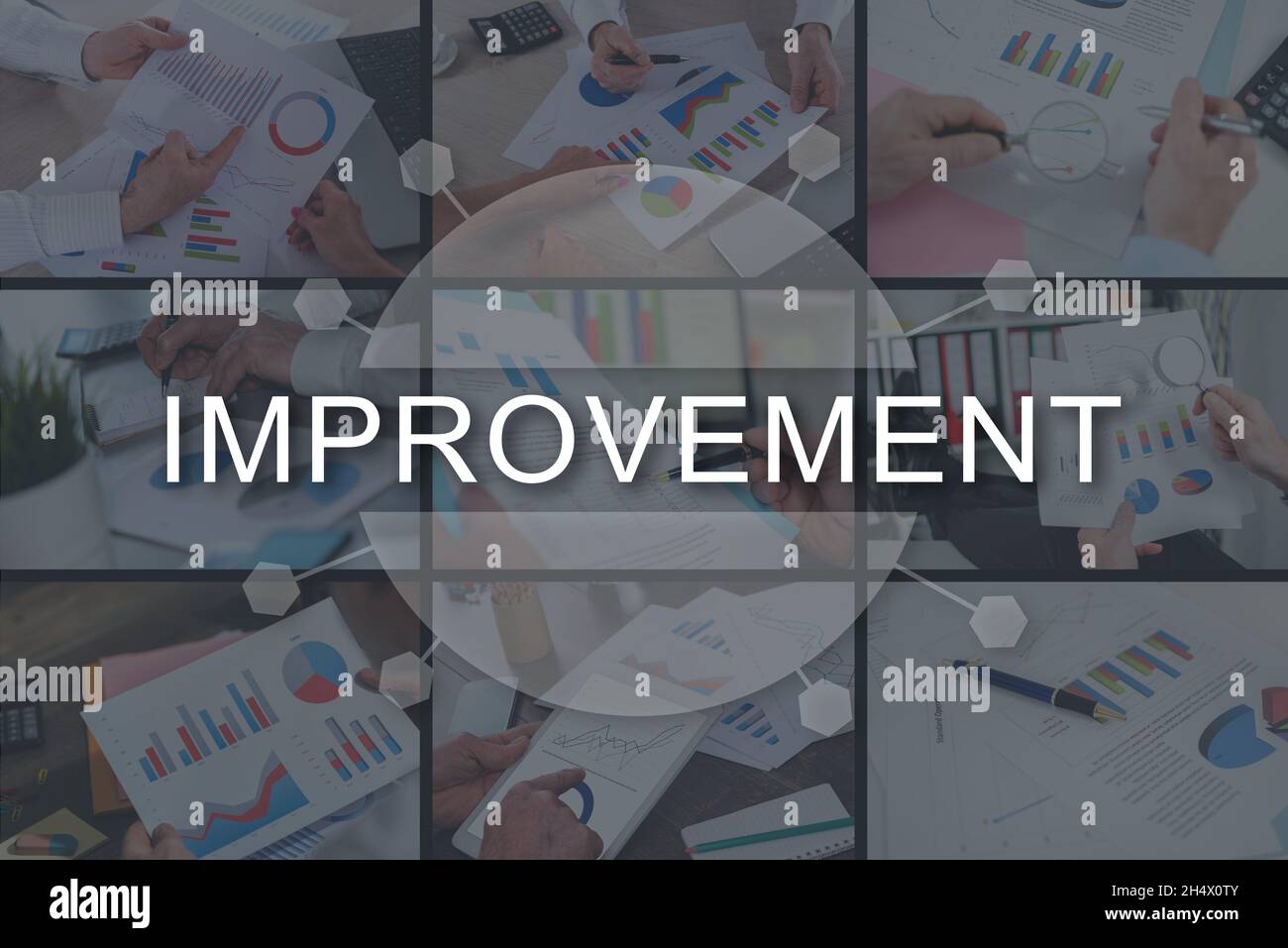 Improvement concept illustrated by pictures on background Stock Photo ...