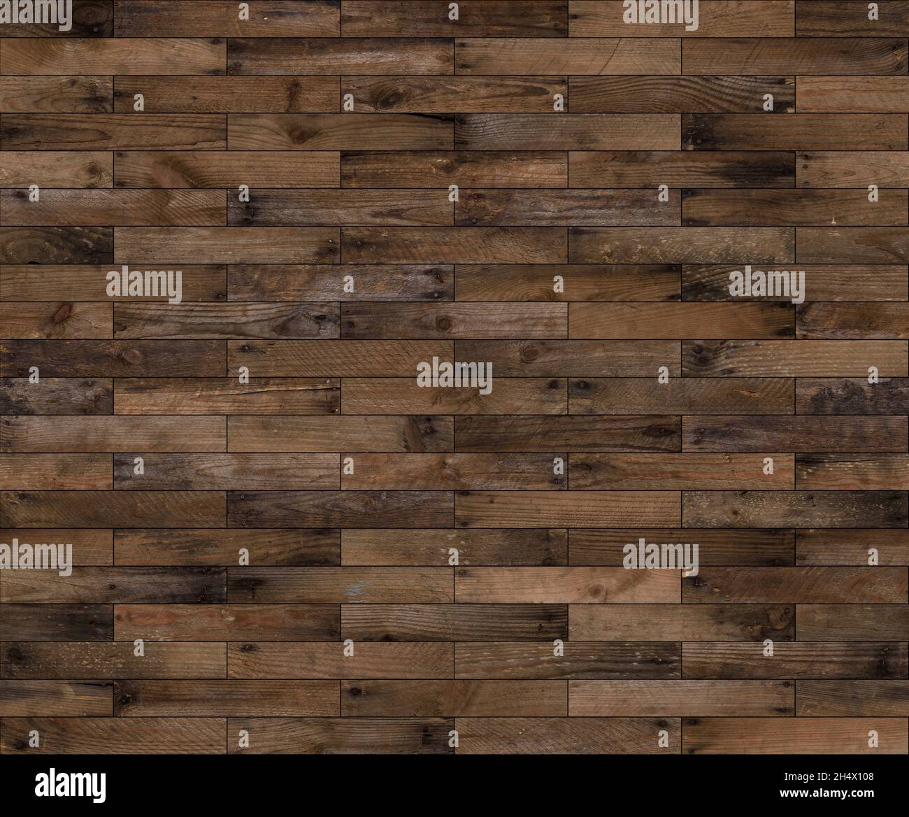 Seamless wood texture, parquet pattern, old planks with rusty nails ...