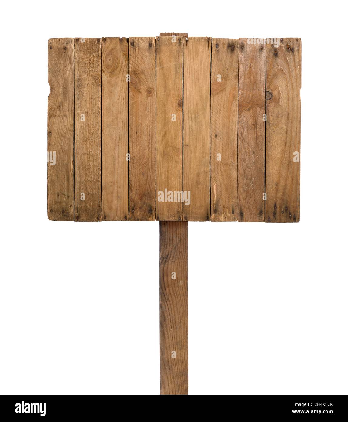 Wooden signboard sign post made from old planks, isolated on white ...