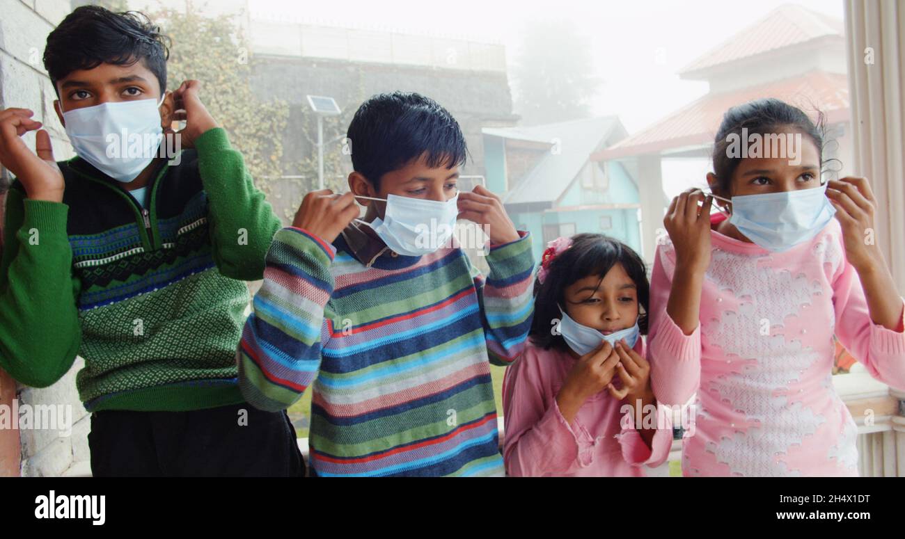South Asian people in masks outdoors in Shimla, Himachal Pradesh Stock ...