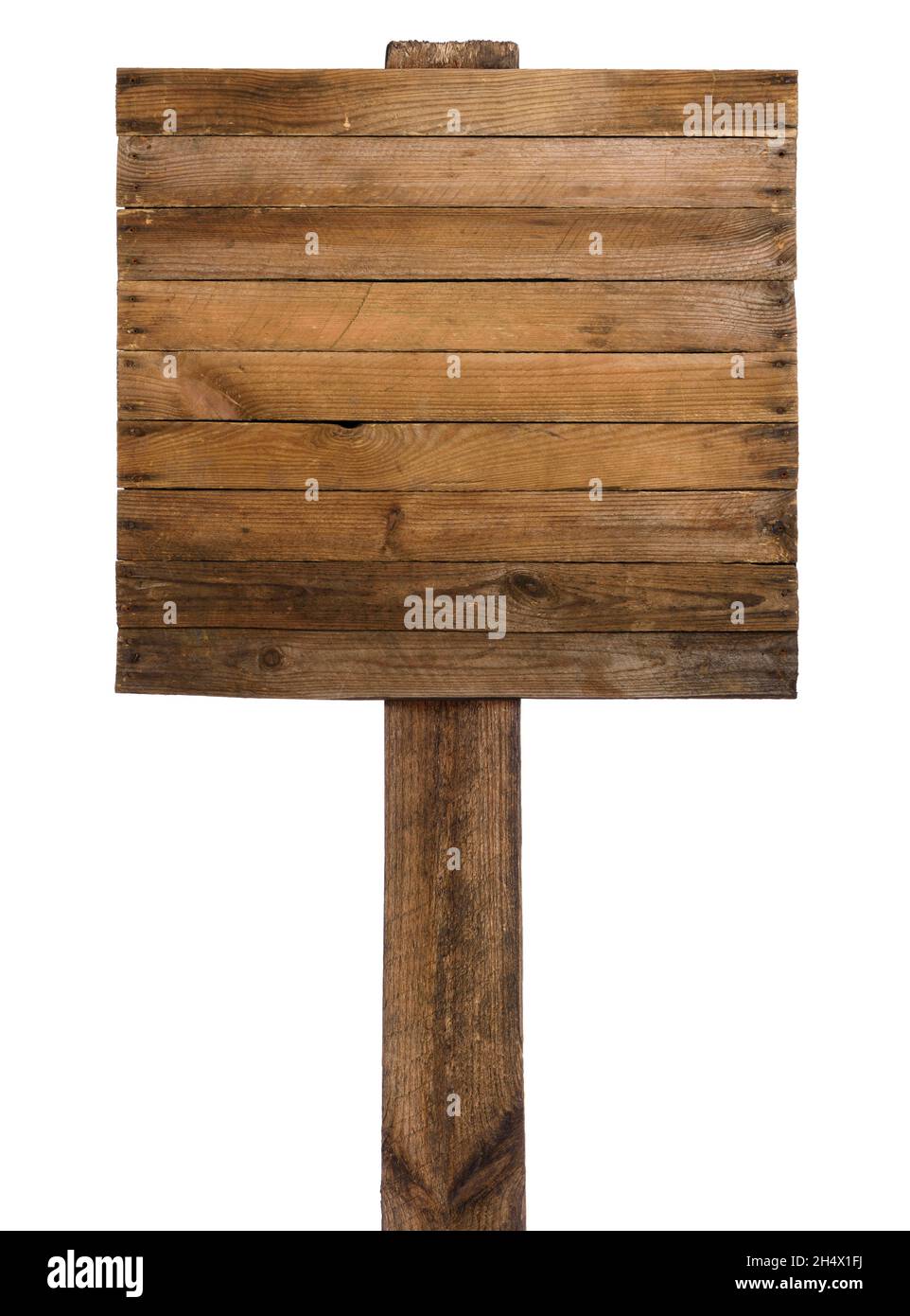 Vintage wooden signboard post notice board from old weathered wood ...