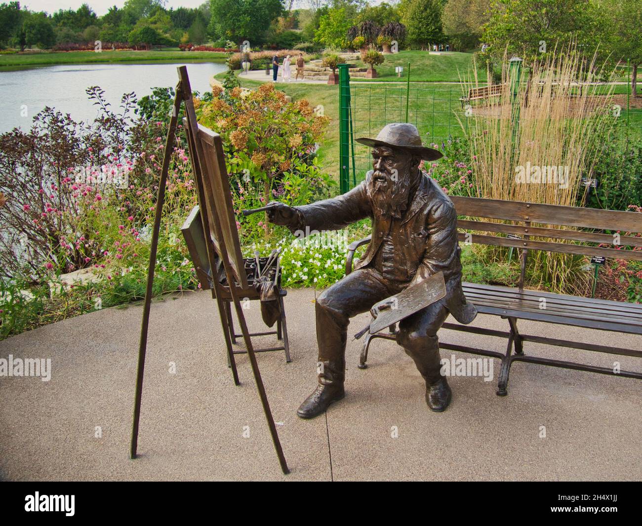 Bronze sculpture of Claude Monet in Overland Park Arboretum and ...