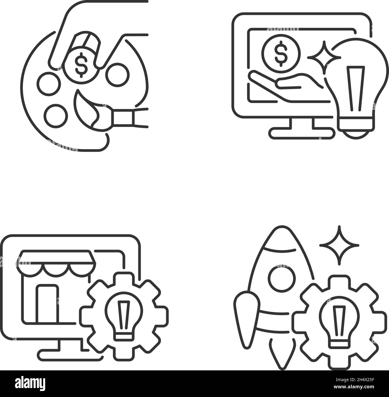 Startup icons set collection Black and White Stock Photos & Images - Alamy