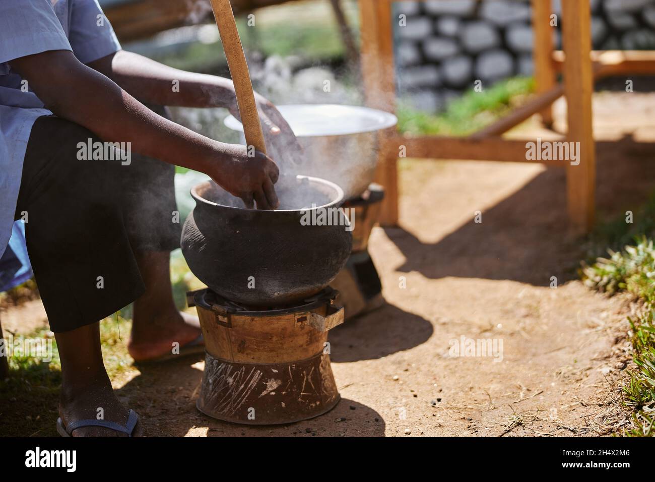 African traditional coffee roasting process by local tribes in mountain ...