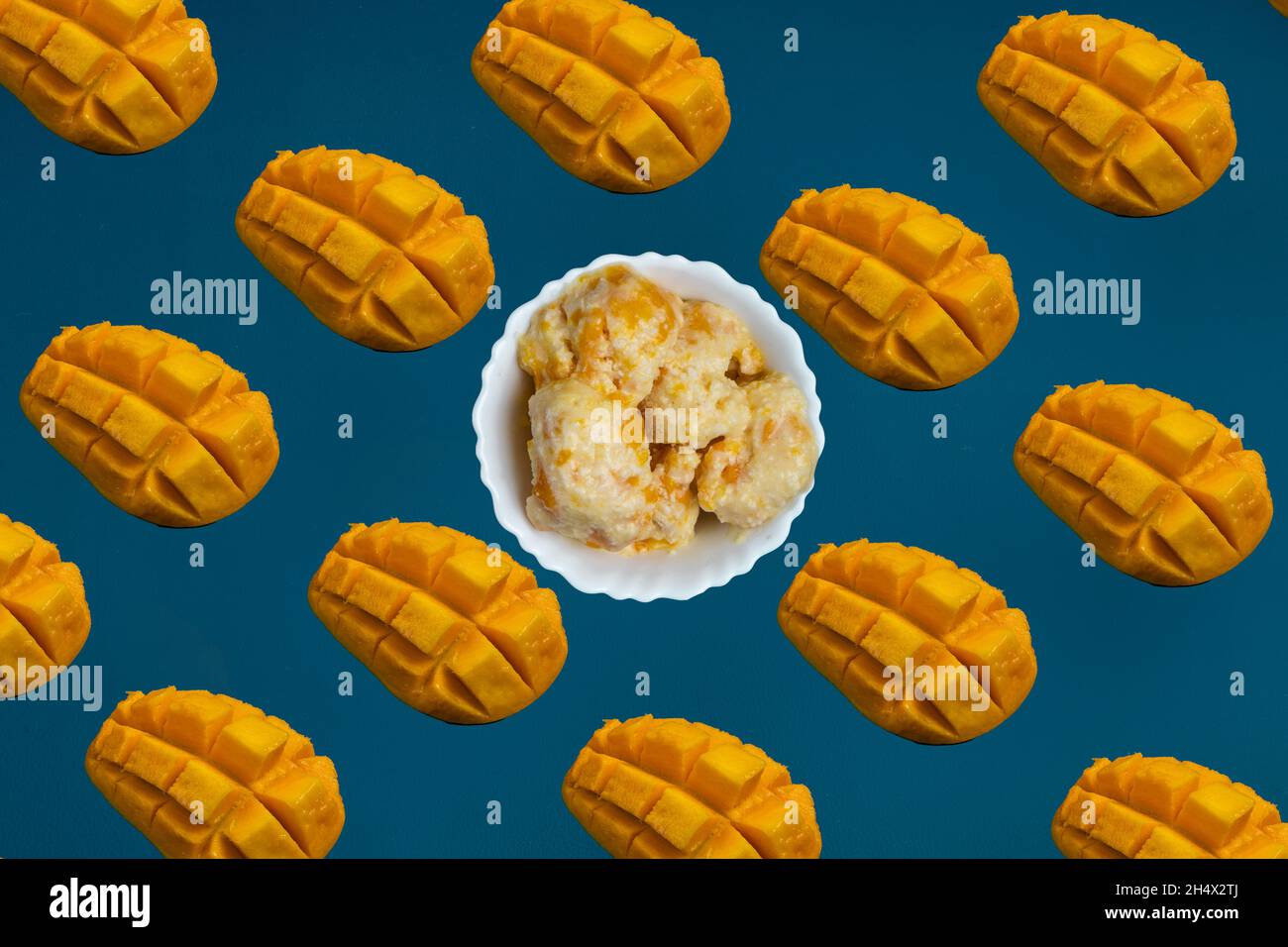 Yummy mango ice cream scoops in a bowl isolated on a background with ...