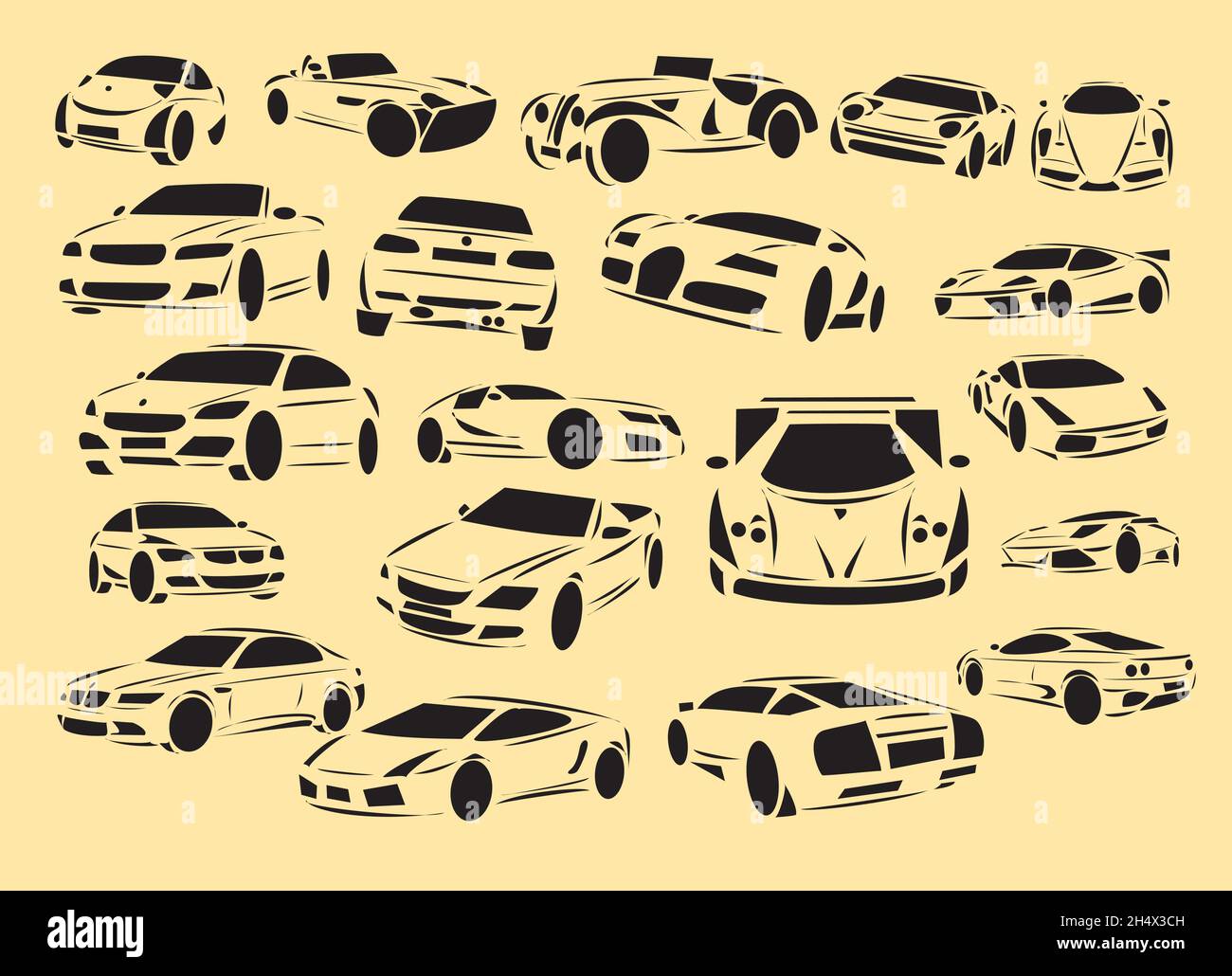 Line of cars line drawing hi-res stock photography and images - Alamy