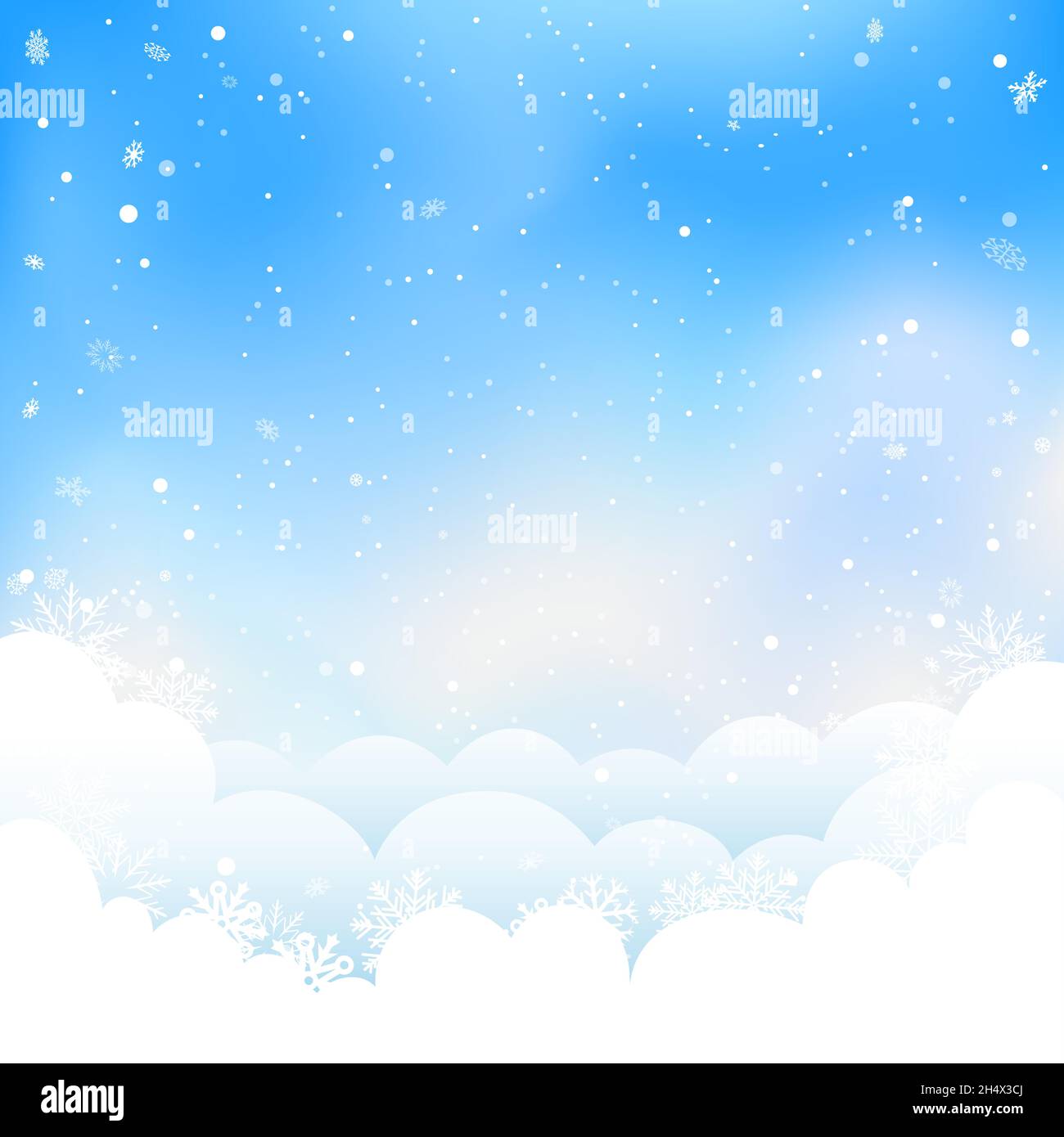 Christmas winter snowfall blue sky and clouds Stock Vector Image & Art ...