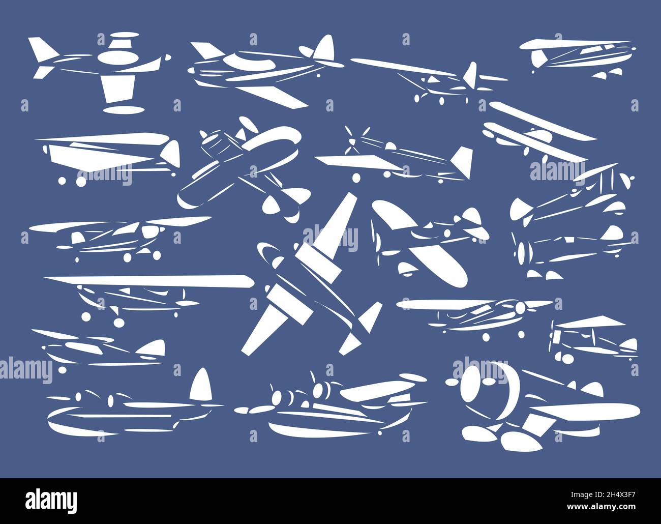 Line-art vector illustrations of small airplanes Stock Vector Image ...