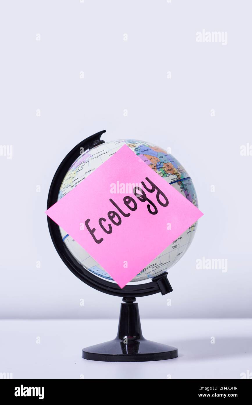 Earth globe with a note - Ecology. Concept of environmental ...
