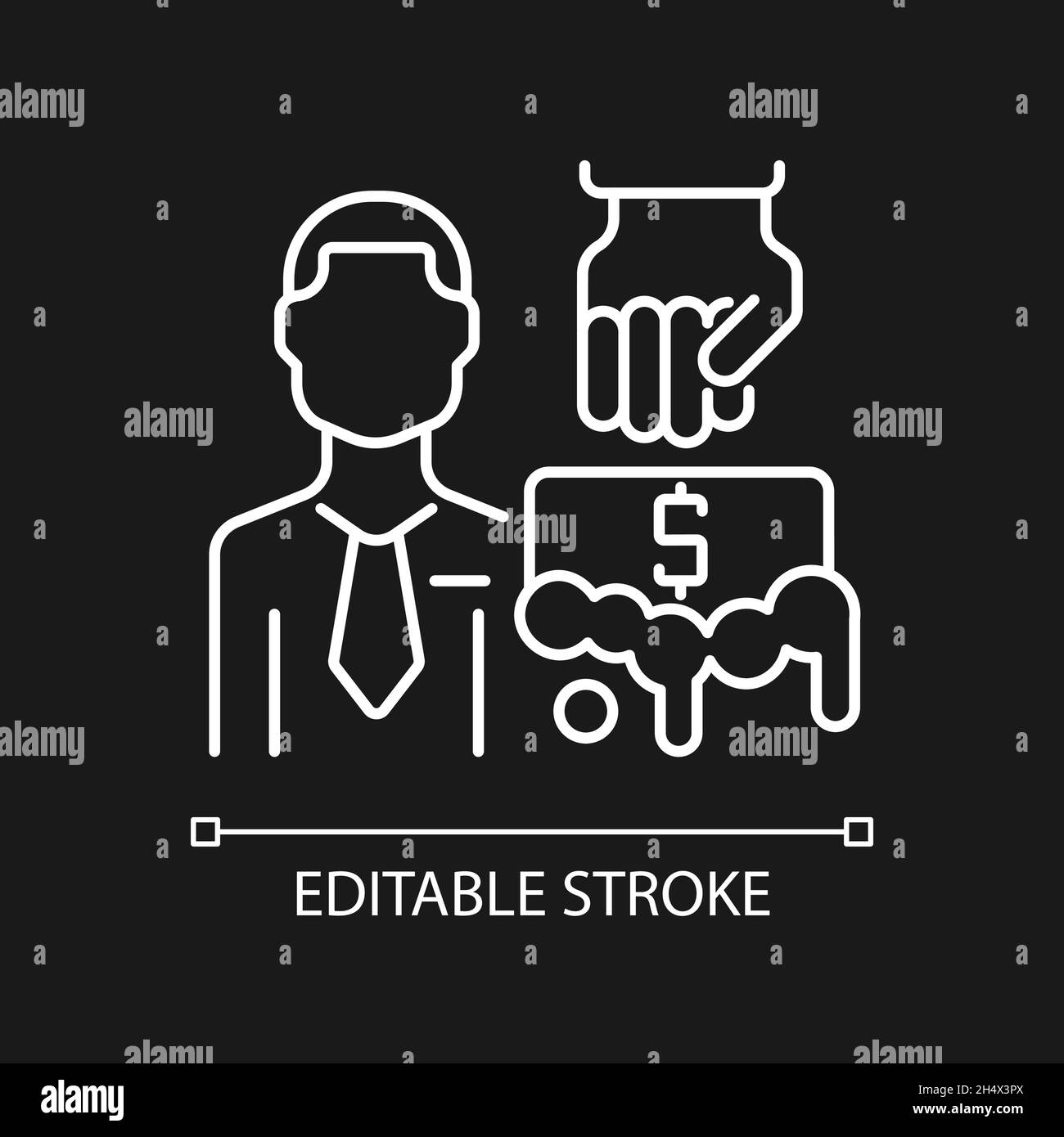 Financial guard white linear icon for dark theme Stock Vector Image ...