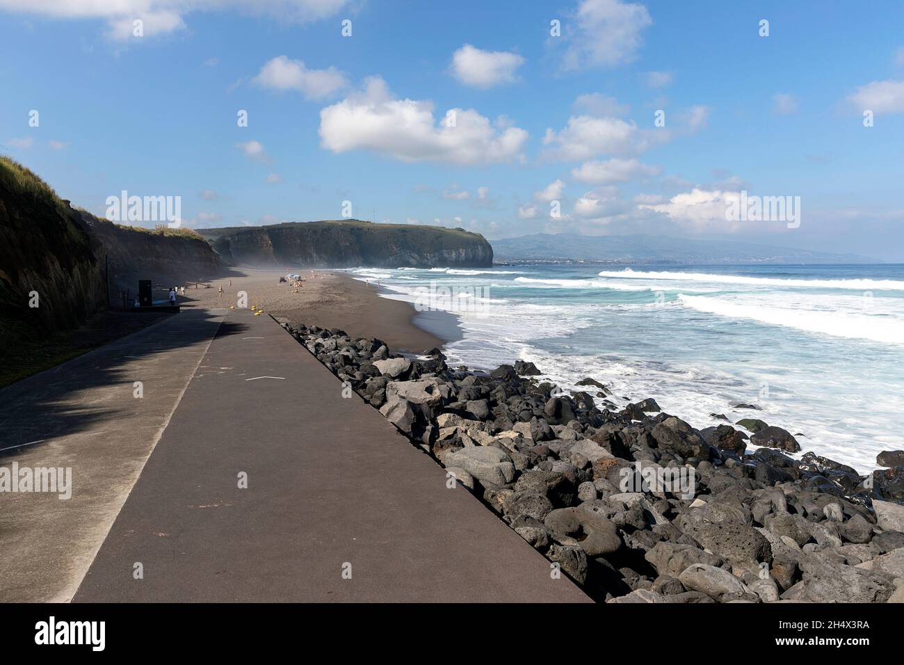 Paved road leading to Areal de Santa Barbara - a pretty black sand ...