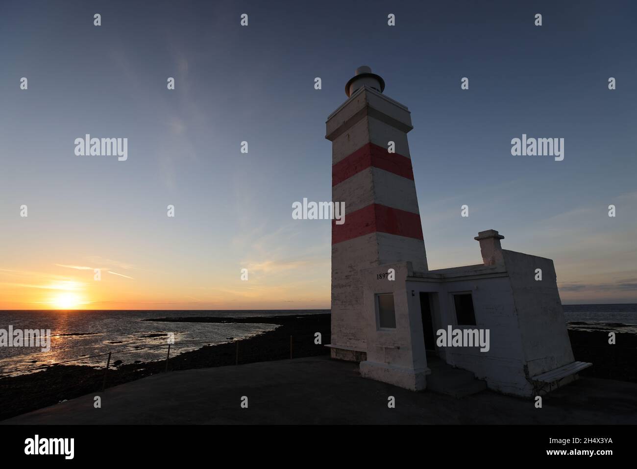 The old lighthouse of Gardur at the southwest coast of Iceland Stock ...