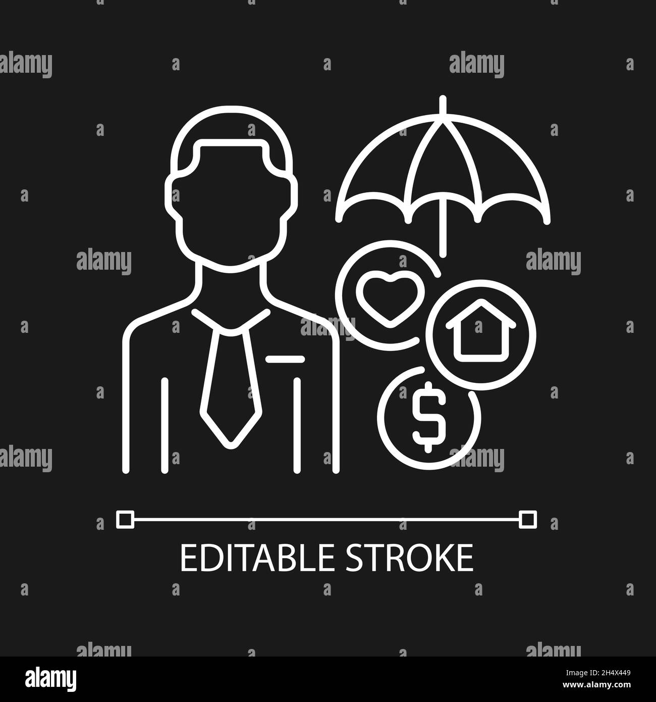 Insurance agent white linear icon for dark theme Stock Vector Image ...