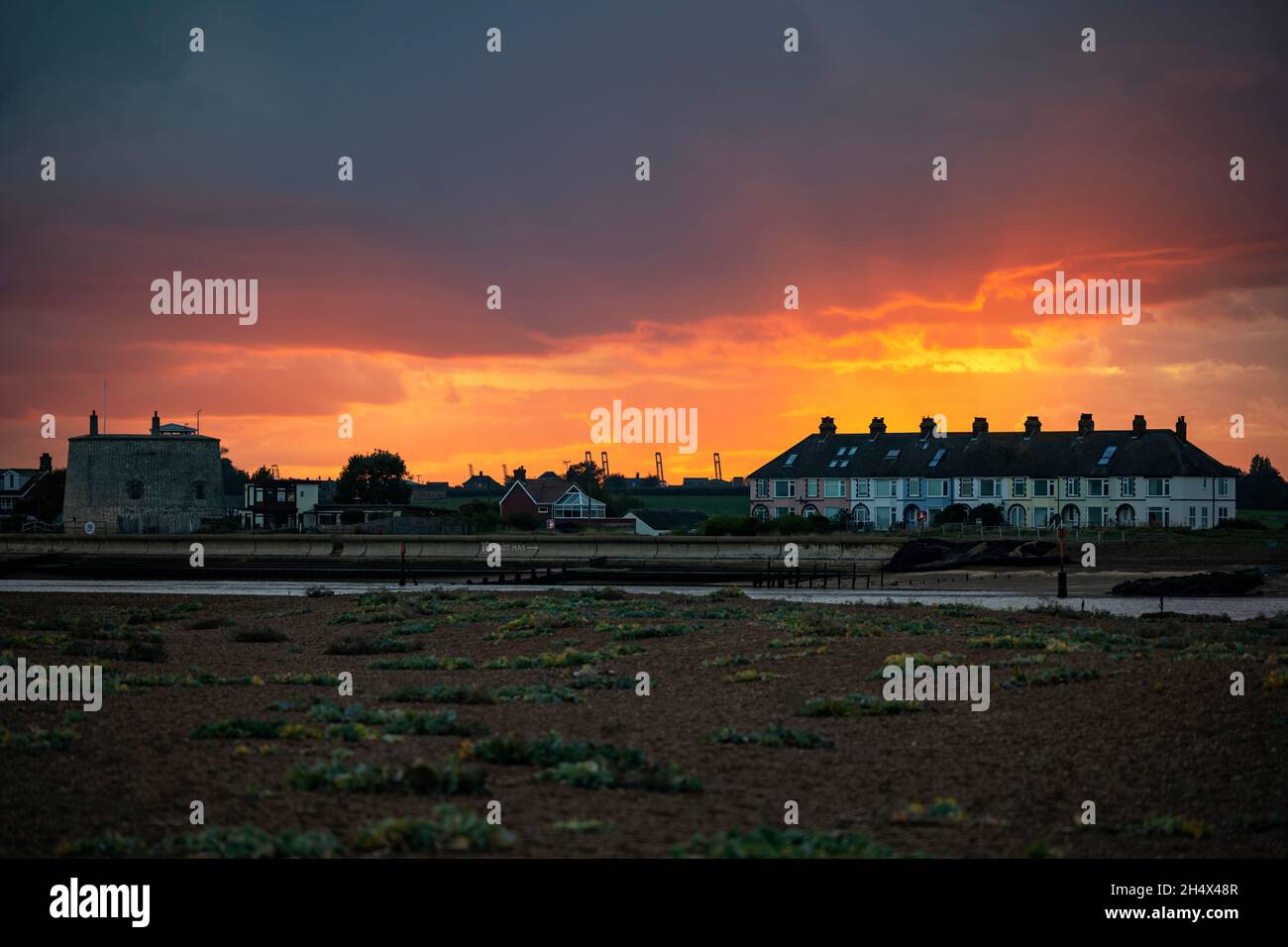 Sunset Felixstowe Ferry Suffolk England Stock Photo - Alamy