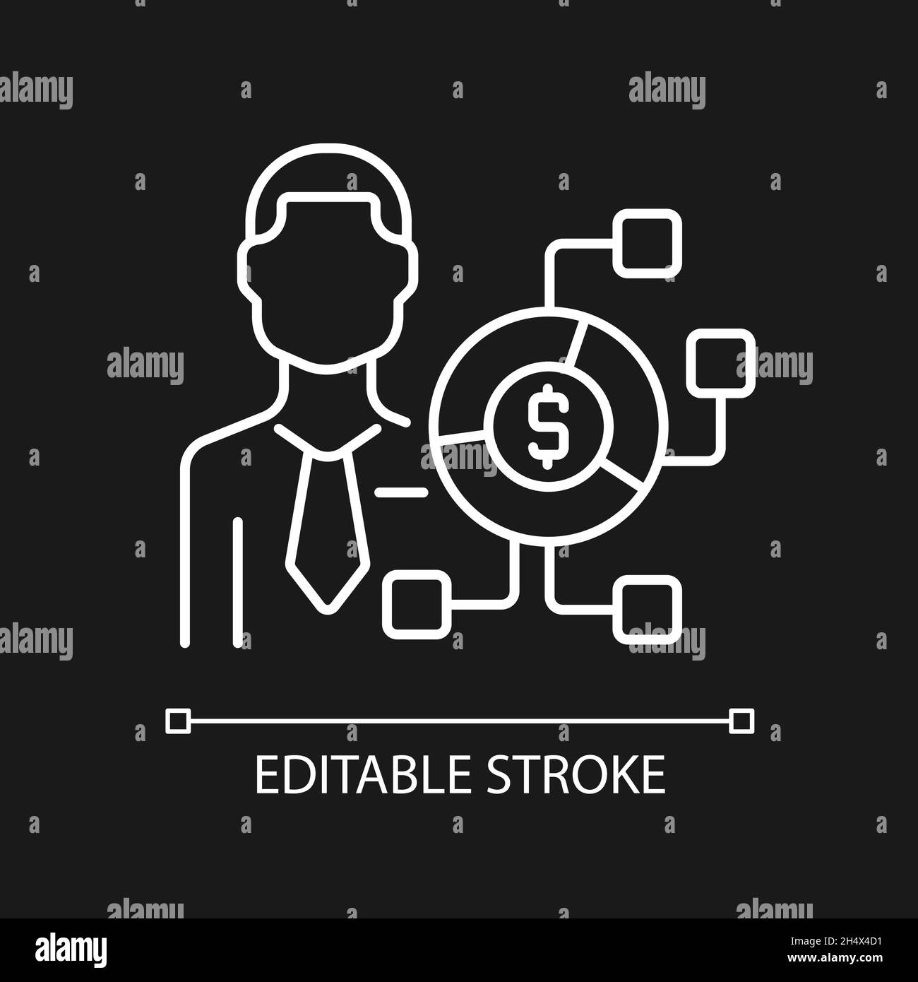 Digital finance expert white linear icon for dark theme Stock Vector ...