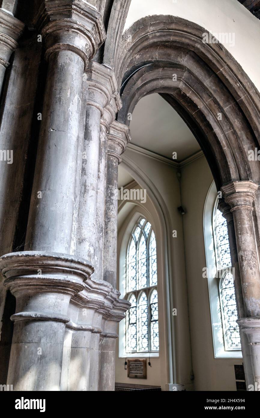 Interior of 15th century St Bartholomew the Less chapel on the grounds ...