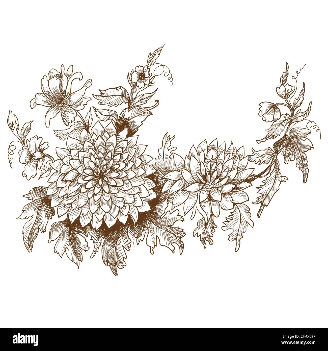 Beautiful wedding floral sketch design Stock Vector Image & Art - Alamy