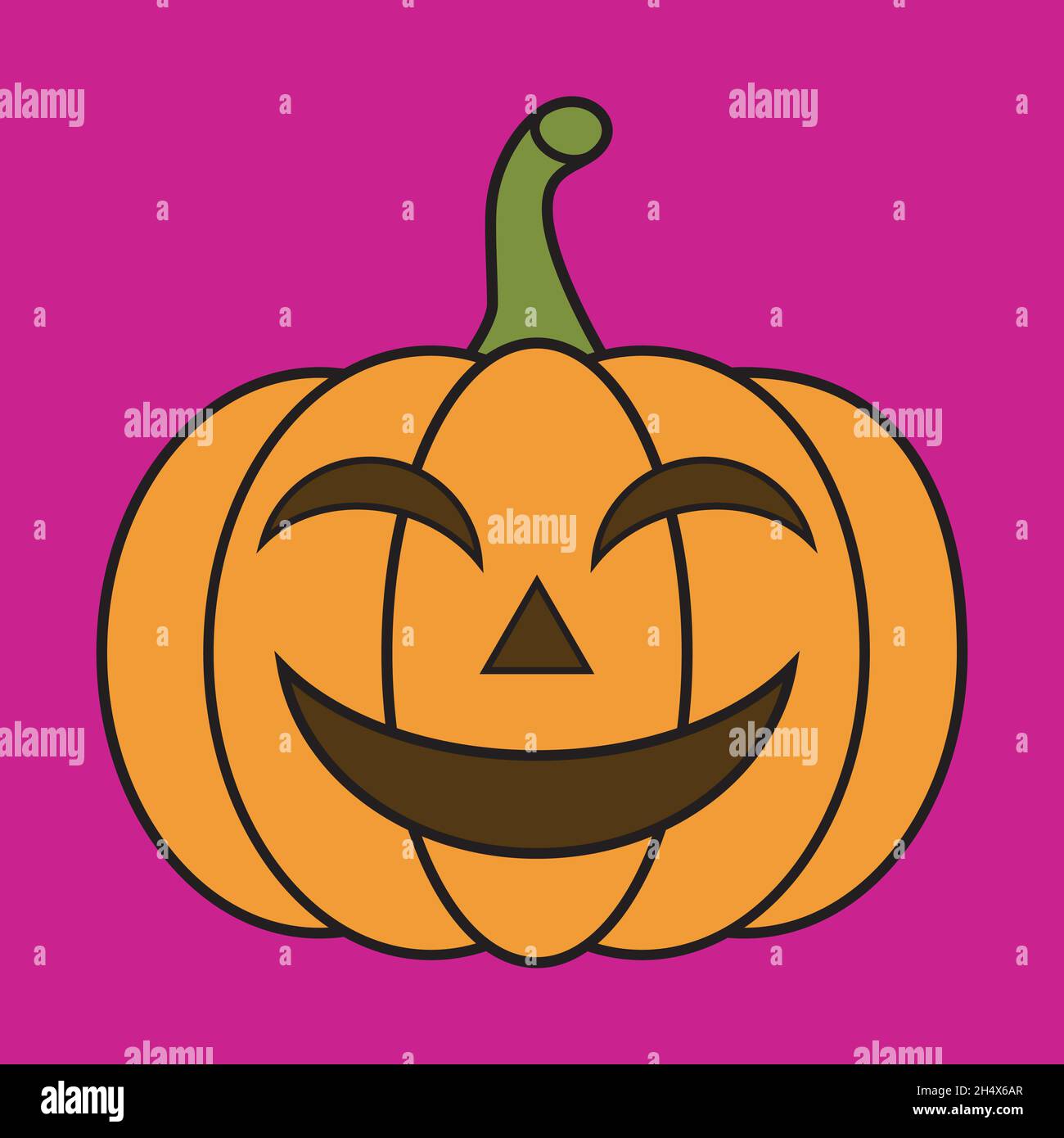 Pumpkin flat design isolated smile vector illustration Stock Photo - Alamy
