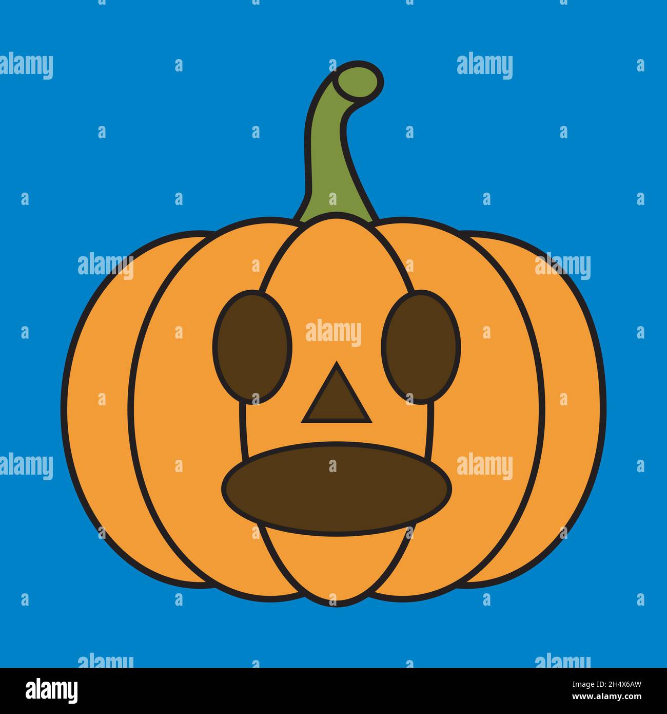 Pumpkin flat design isolated surprised expression vector illustration ...