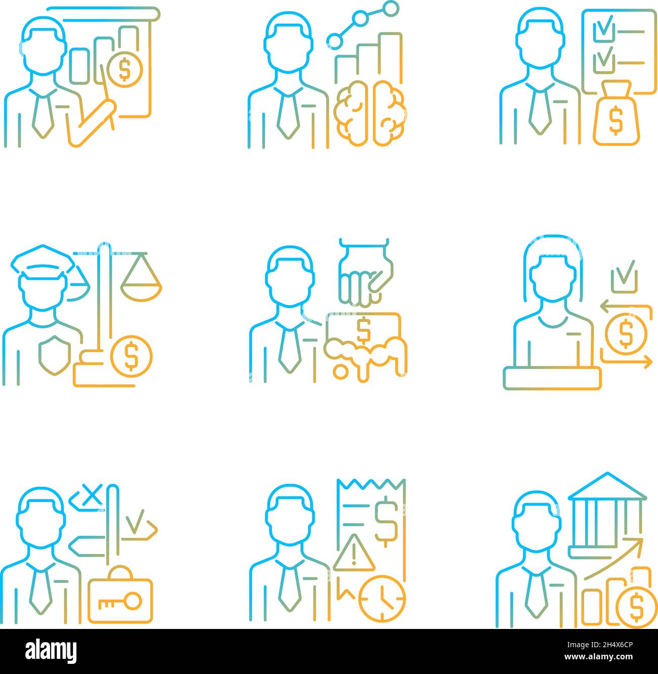 Career in finance field gradient linear vector icons set Stock Vector ...
