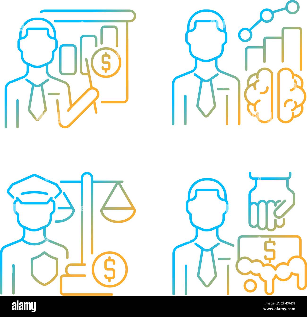 Finance literacy and law gradient linear vector icons set Stock Vector ...