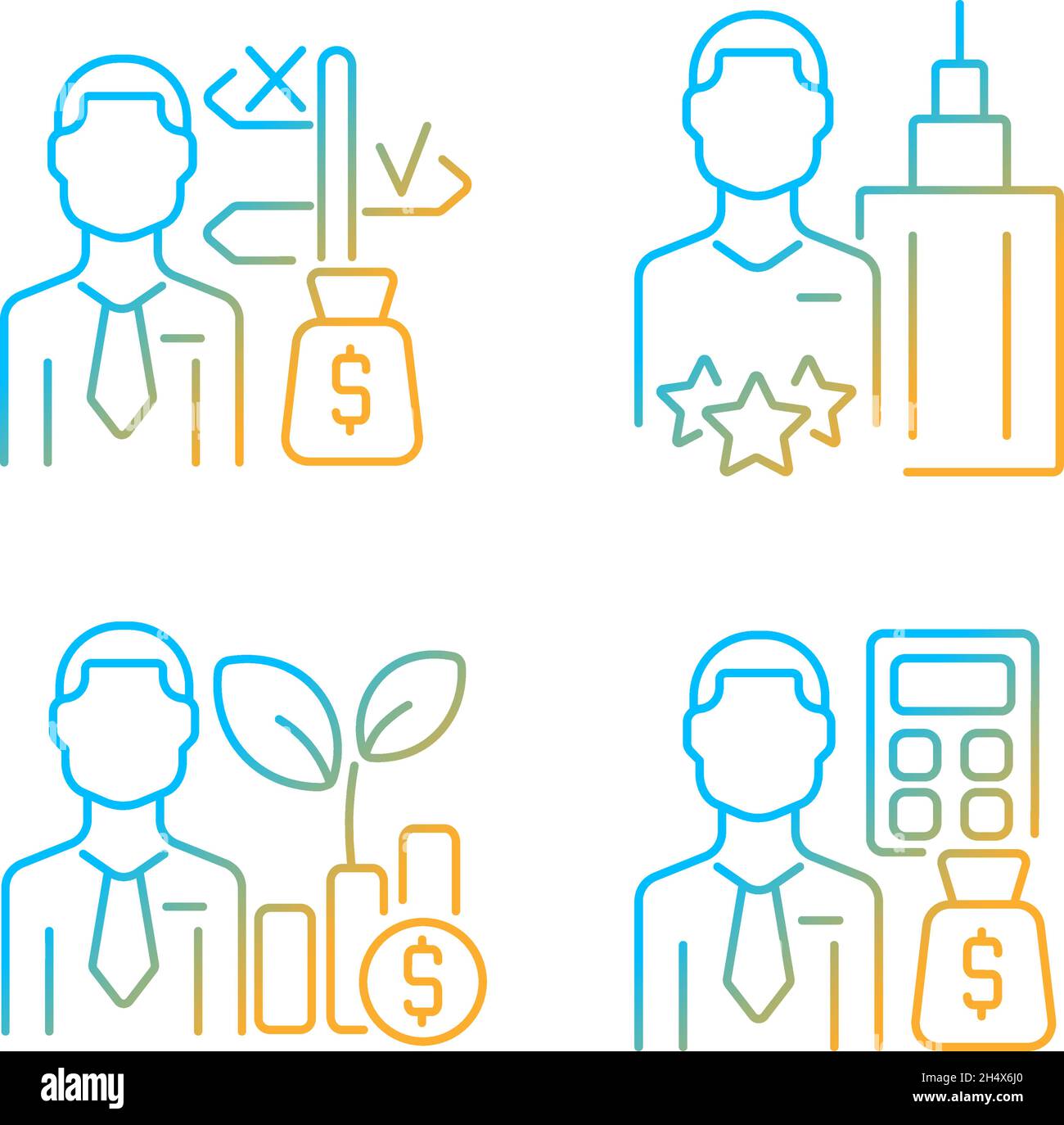Financial field experts gradient linear vector icons set Stock Vector ...