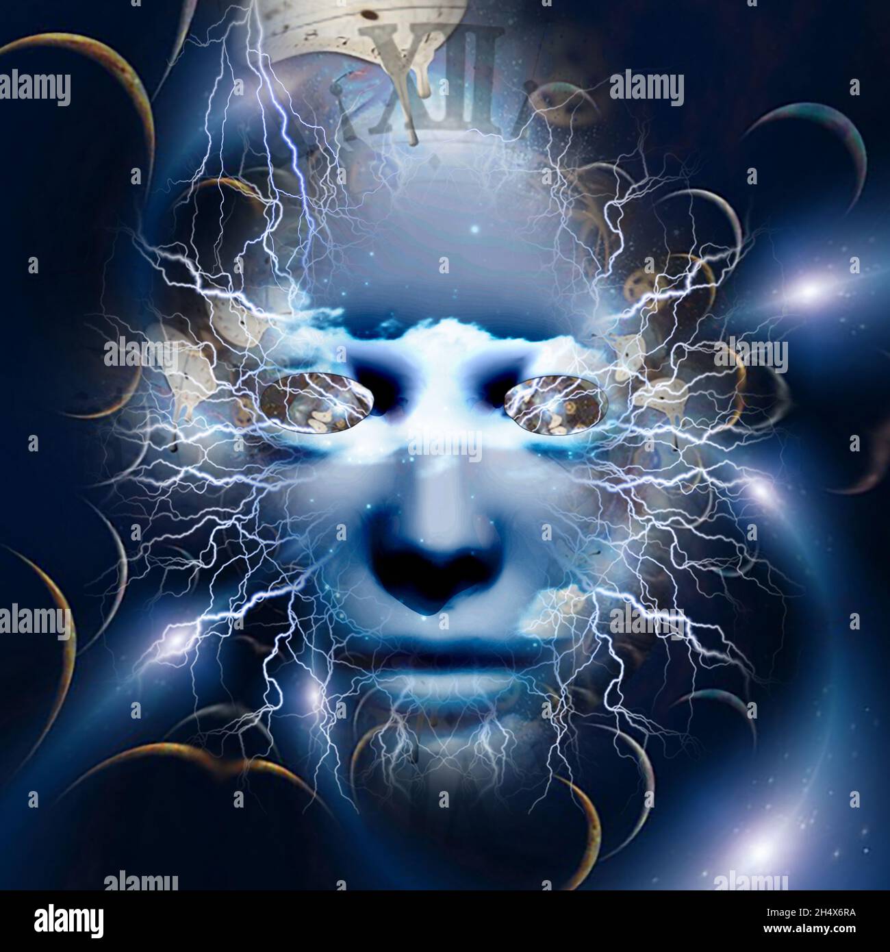 Mysterious face in space. 3D rendering Stock Photo - Alamy