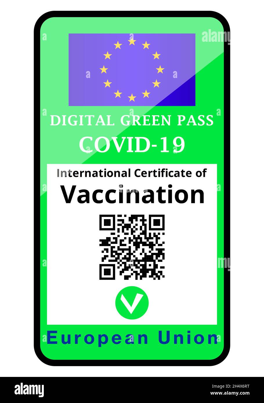 Green Pass International certificate of vaccination smartphone display ...