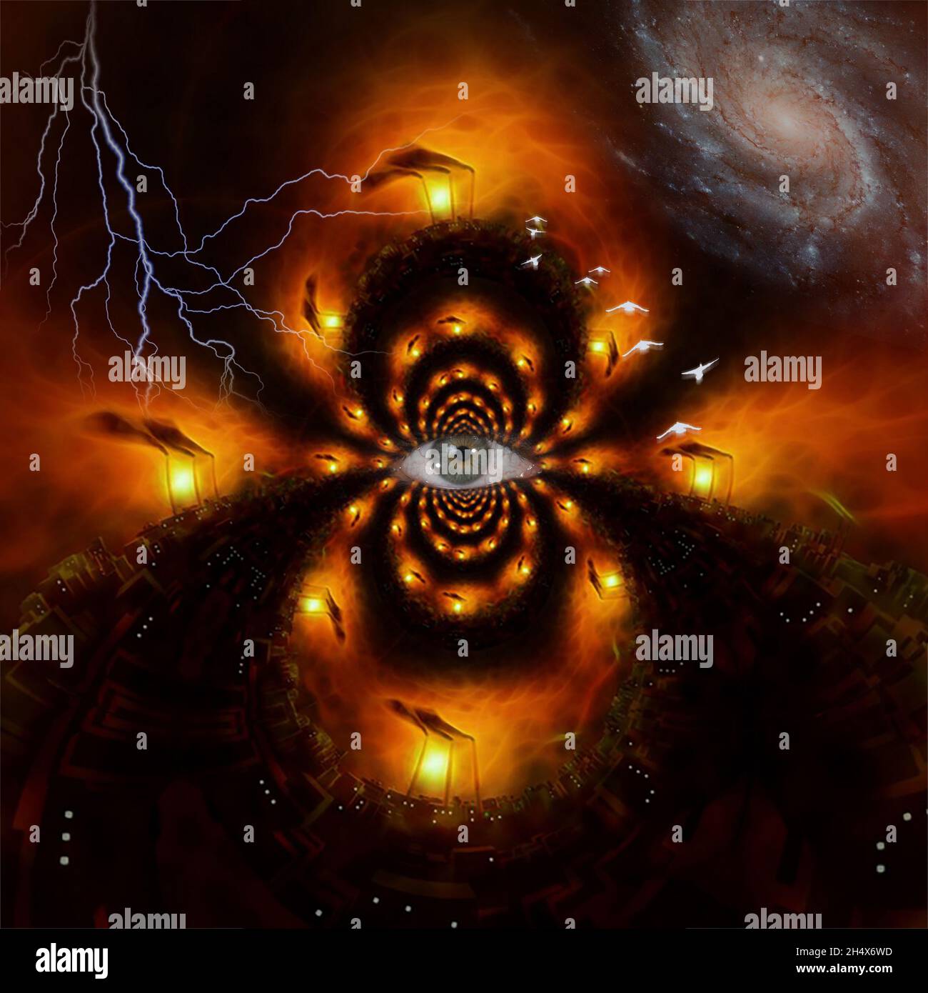 Factory fractal. God's eye. Surreal fractal. 3D rendering Stock Photo ...