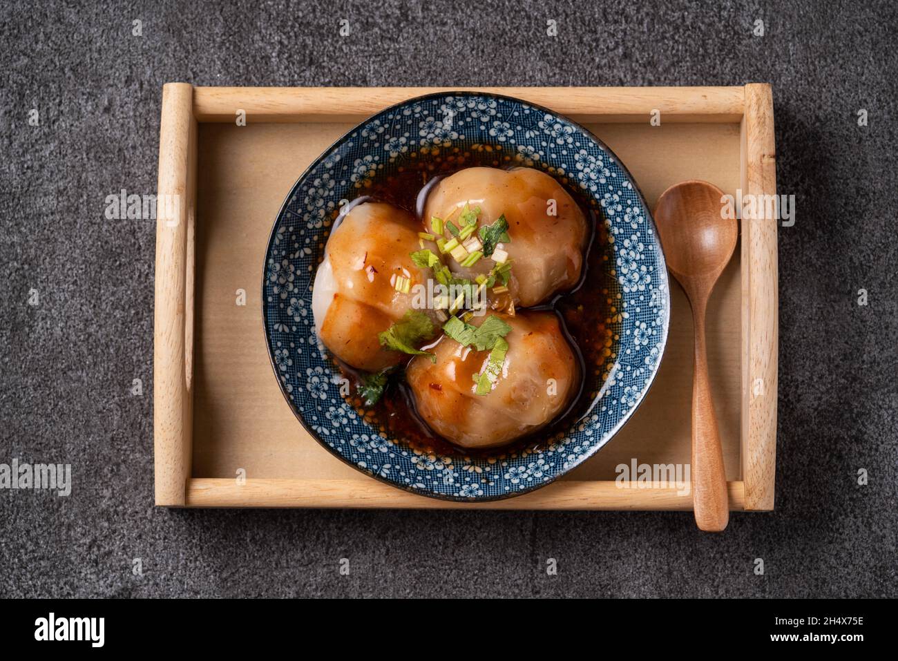 Top view of Bawan (Ba wan), Taiwanese meatball delicacy, delicious ...