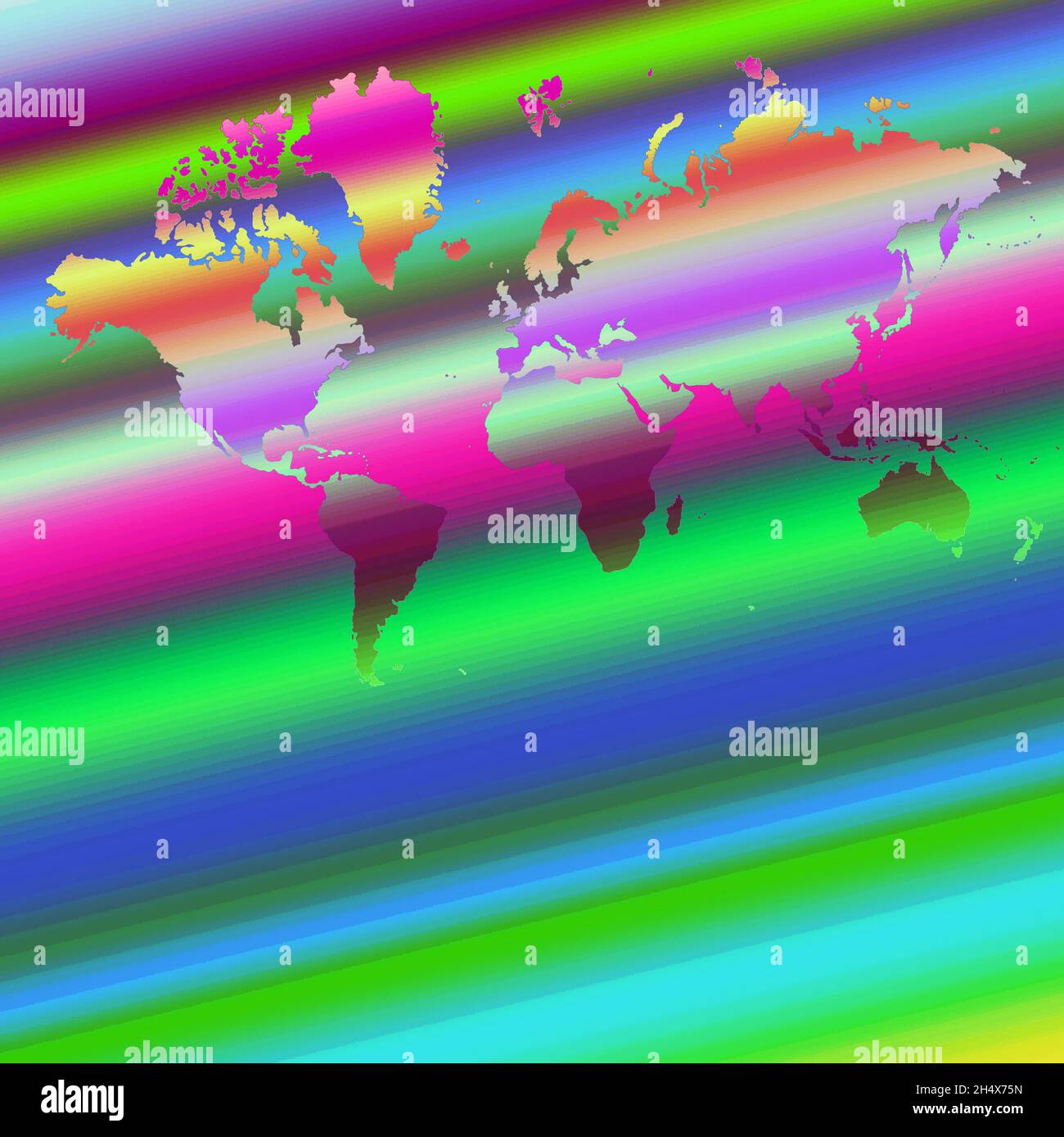 World map on multicolored background. 3D rendering Stock Photo - Alamy