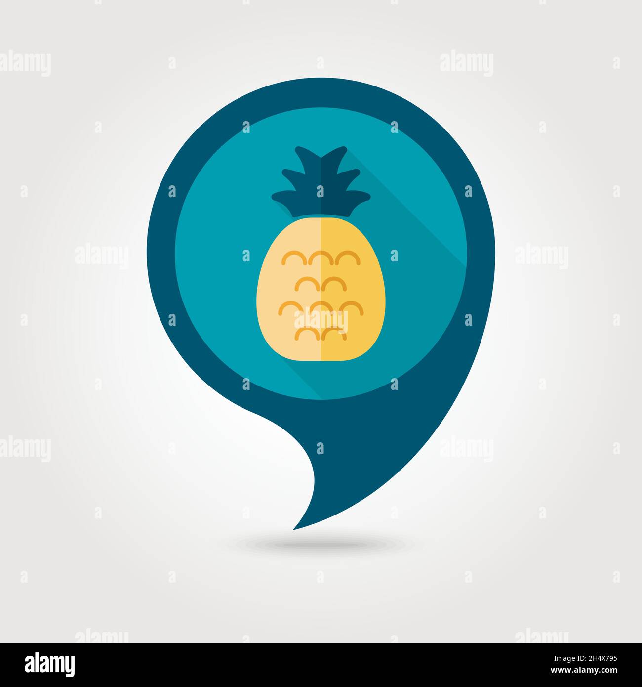 Pineapple flat vector pin map icon. Map pointer. Map markers. Tropical ...