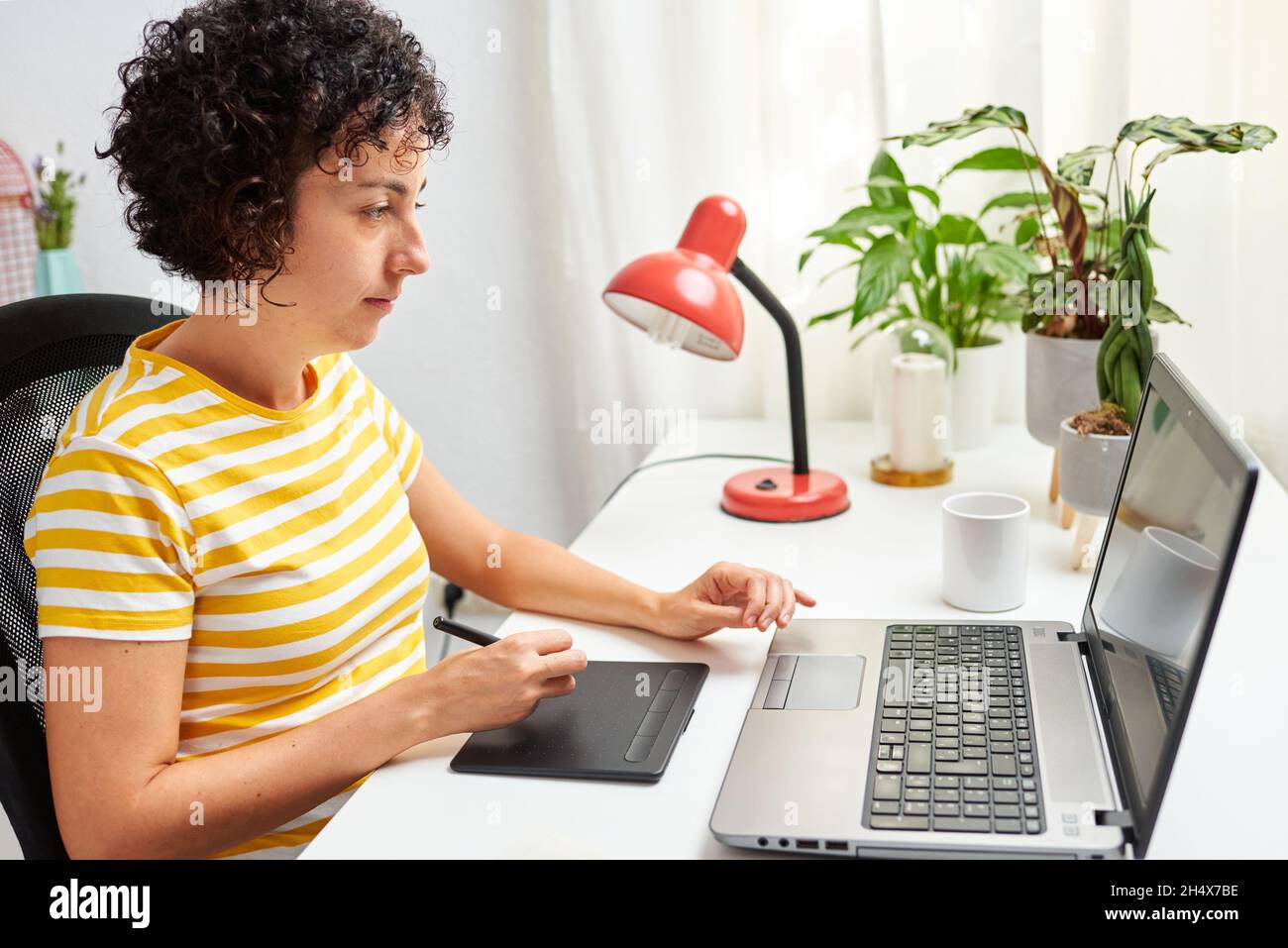 Woman working from home computer hi-res stock photography and images ...