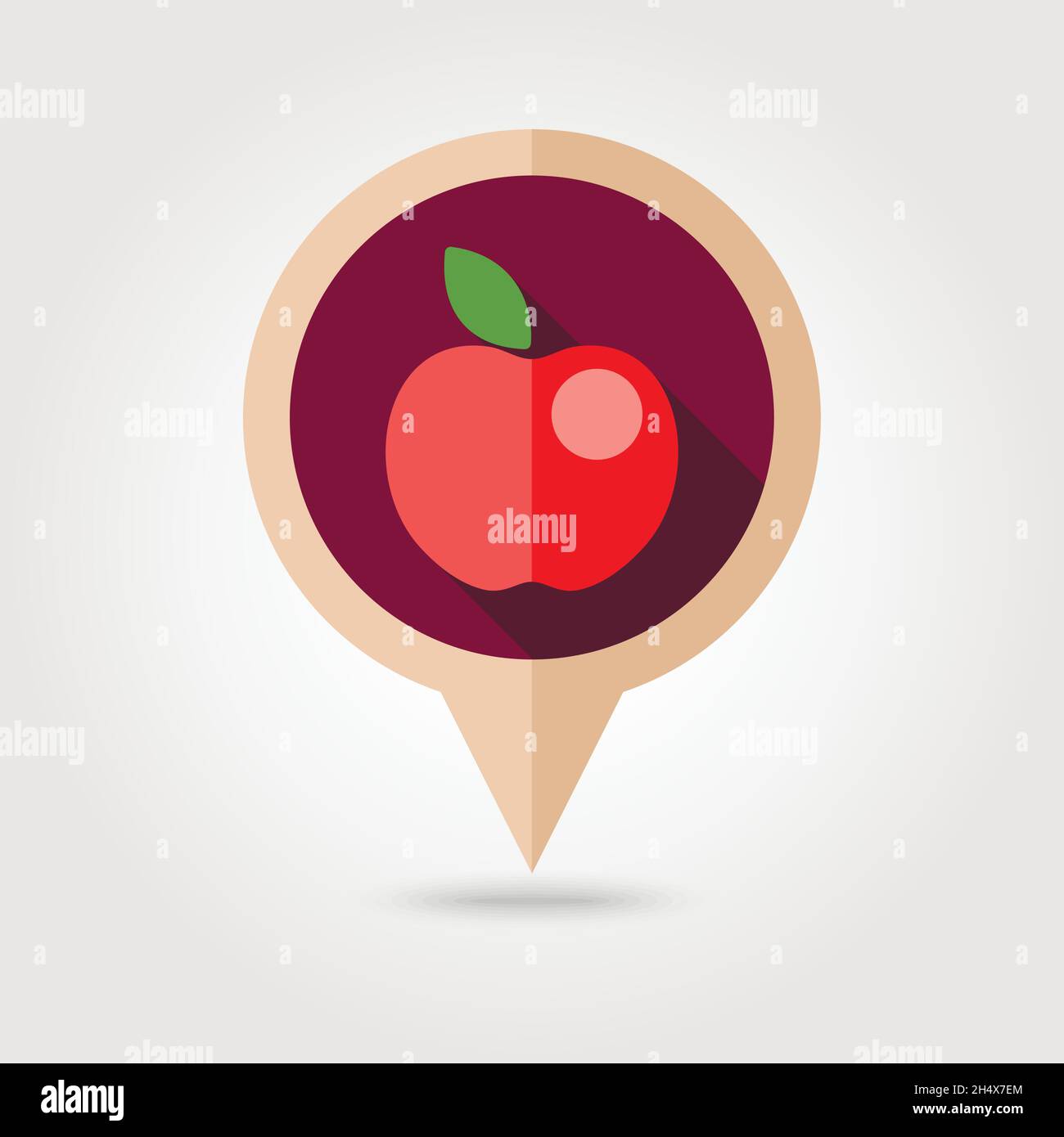 Apple flat vector pin map icon. Map pointer. Map markers. Fruit. Vector ...