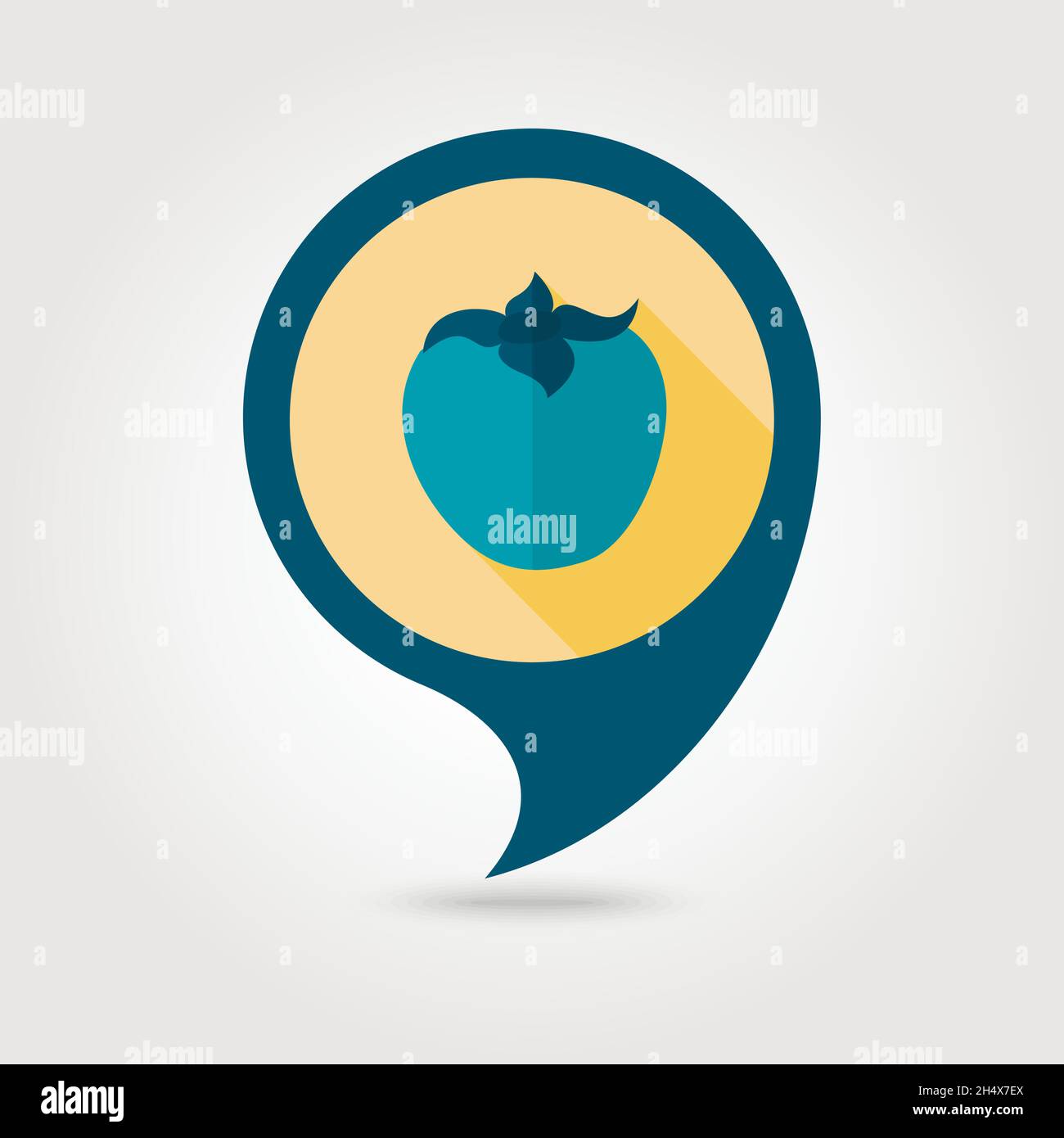 Persimmon flat vector pin map icon. Map pointer. Map markers. Tropical ...