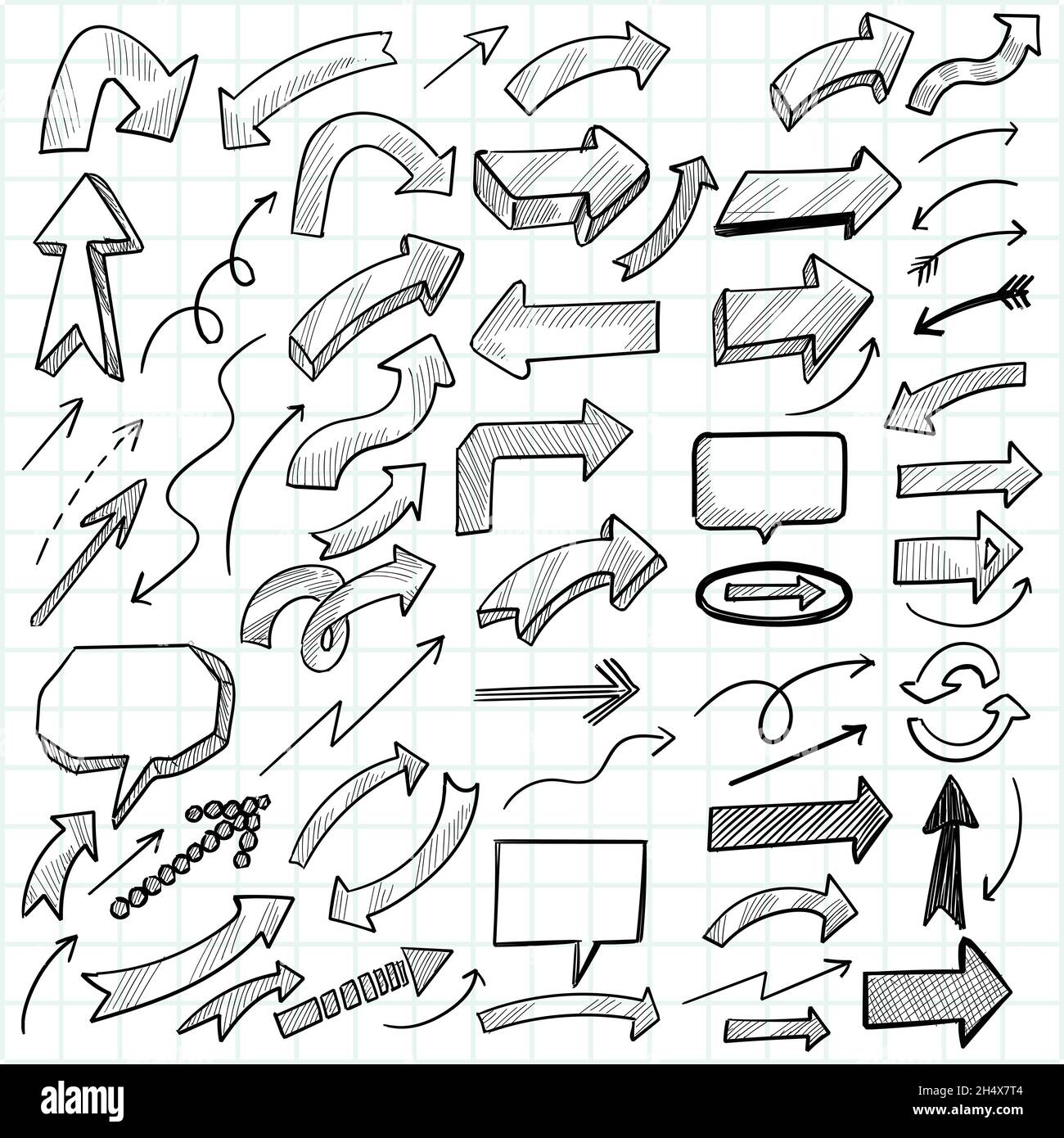 Hand drawn directional arrows set sketch design Stock Vector Image ...
