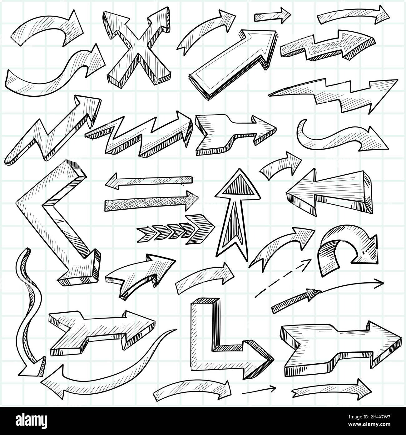 Hand drawn directional arrows set sketch design Stock Vector Image ...