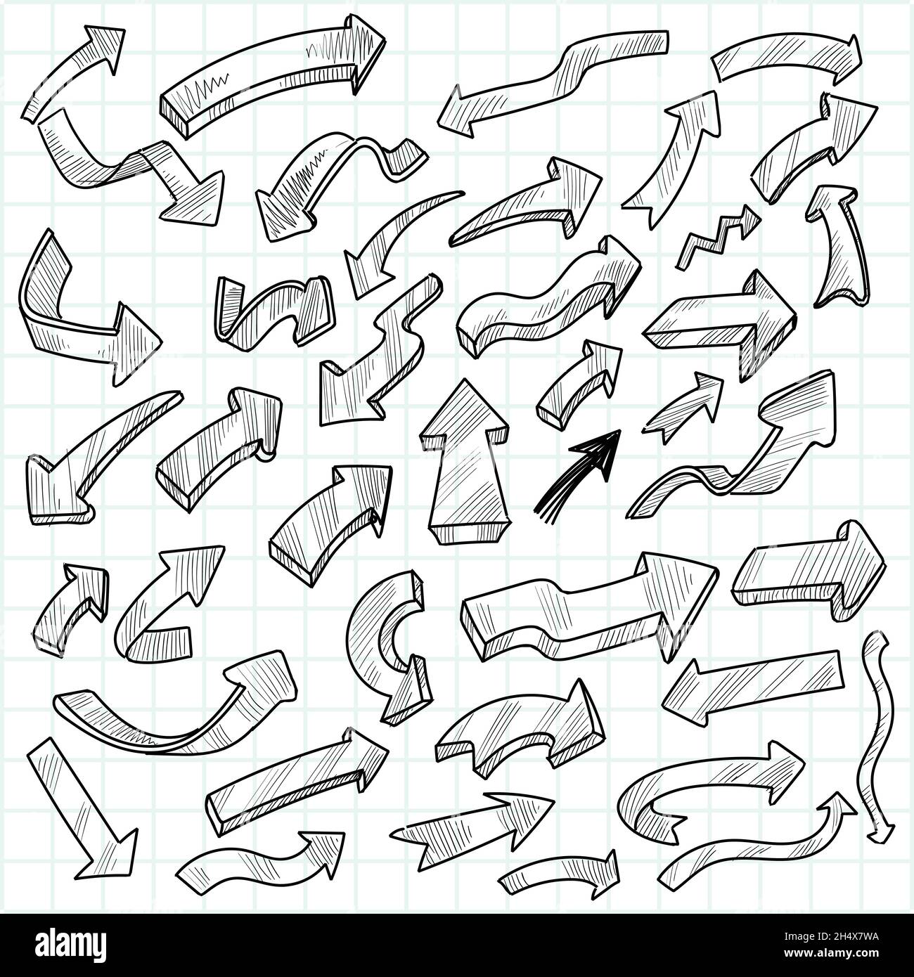 Hand drawn directional arrows set sketch design Stock Vector Image ...