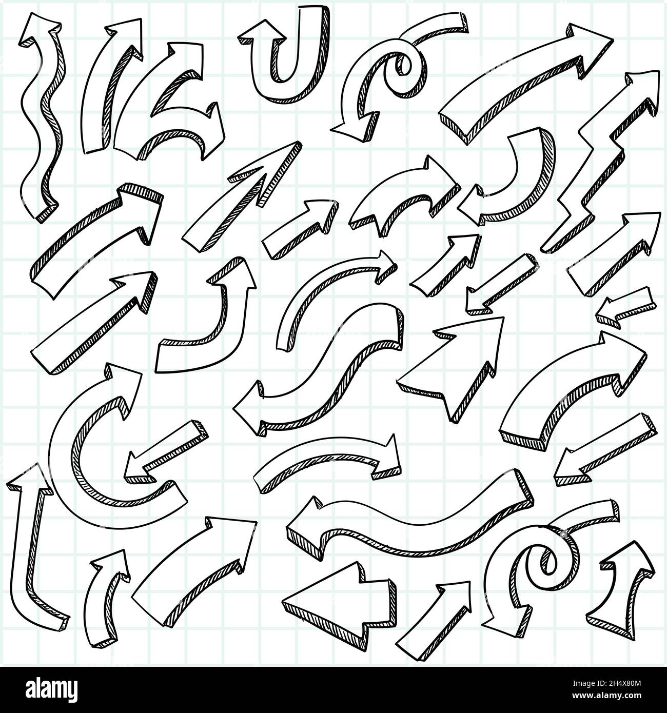 Hand drawn creative directional arrow set Stock Vector Image & Art - Alamy