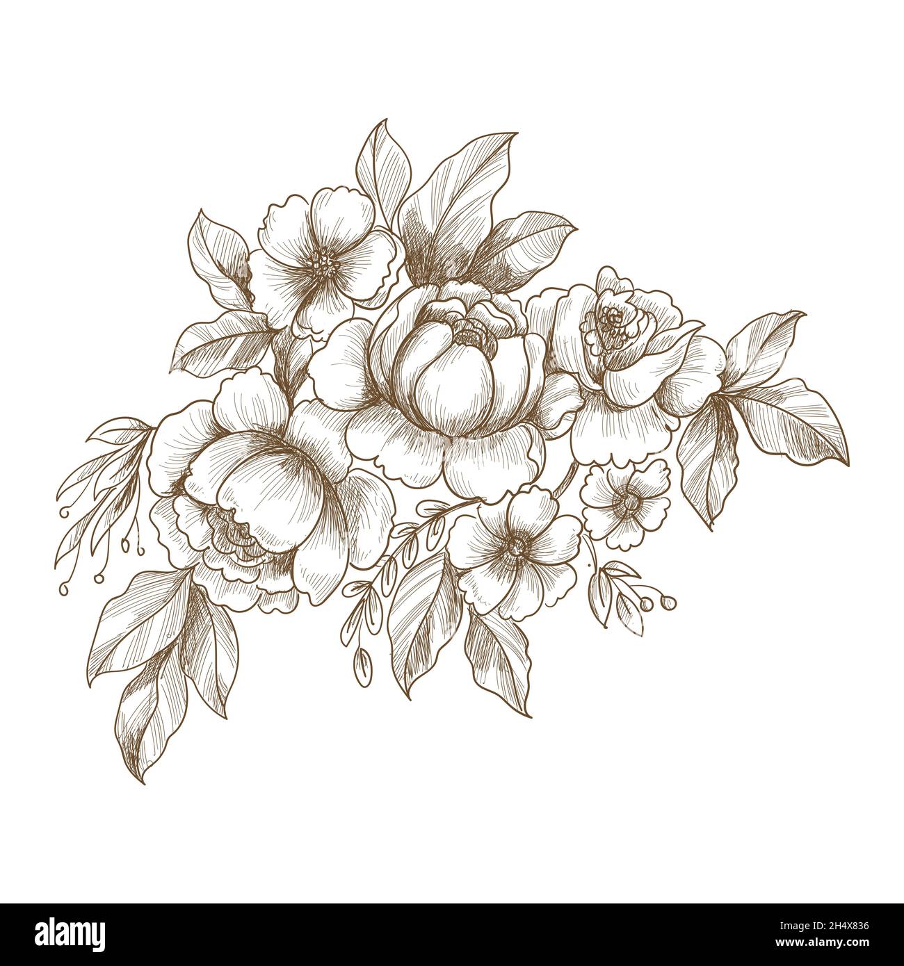 Decorative hand draw floral sketch card design Stock Vector Image & Art ...
